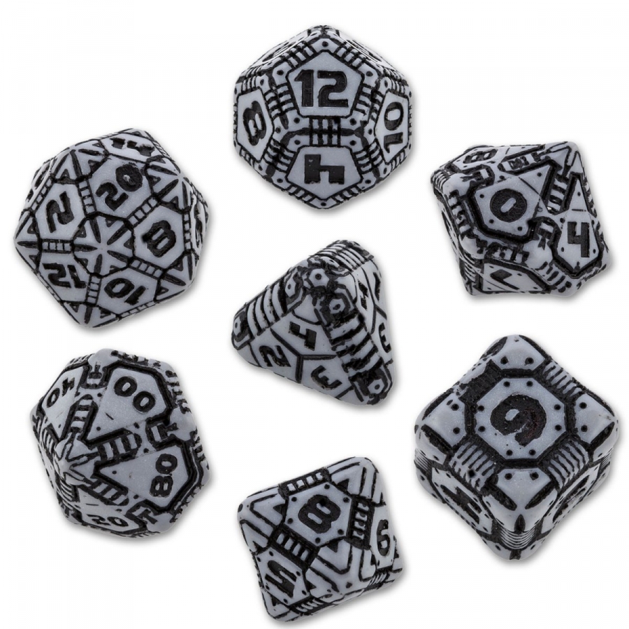 Dice Set - Tech, Gray and Black - WorldofBoardGames.com