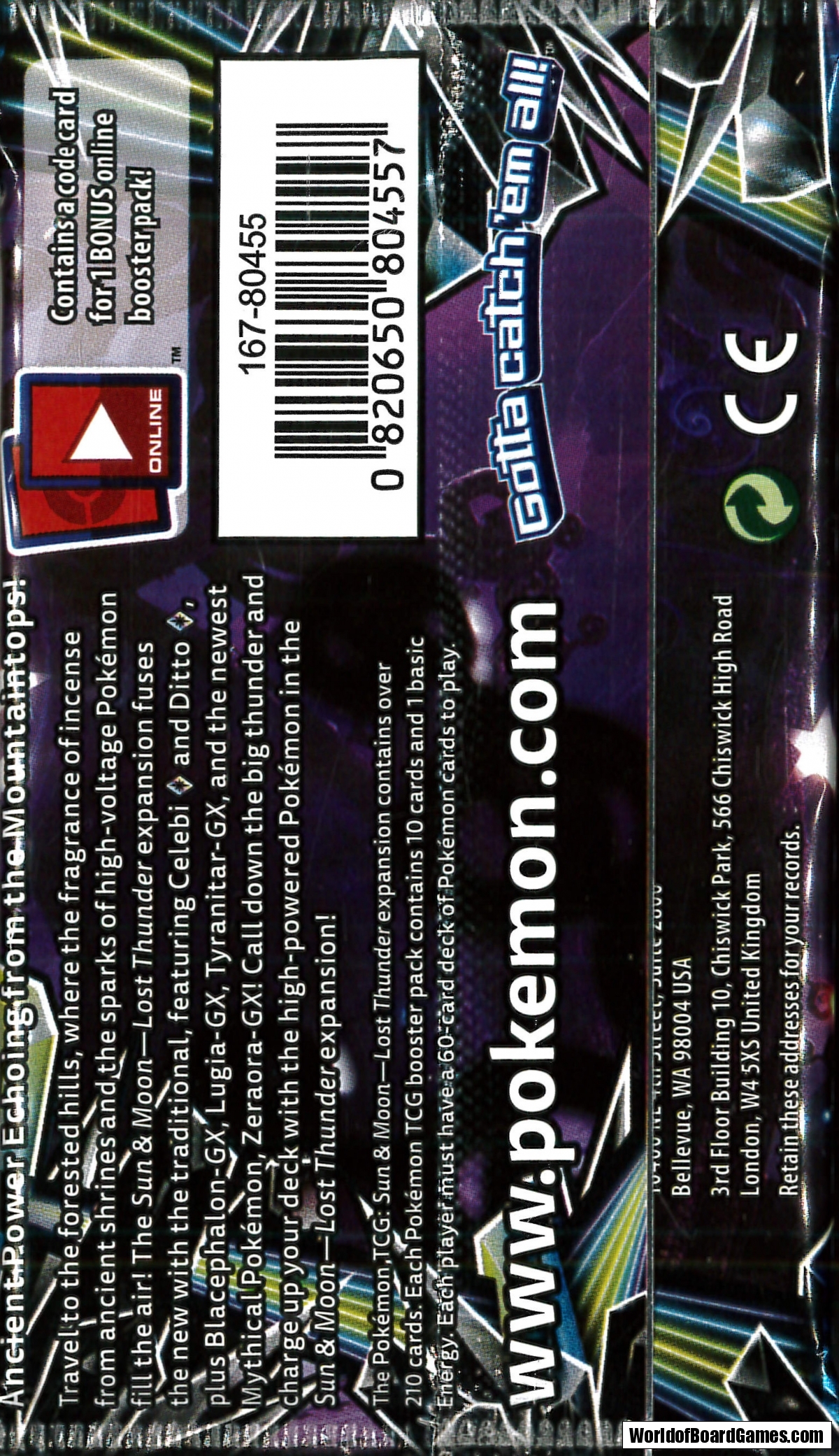 Pokemon TCG Sun Moon Lost Thunder Booster 10 Kort Pokemon TCG Sun Moon Lost Thunder Booster 10 Kort